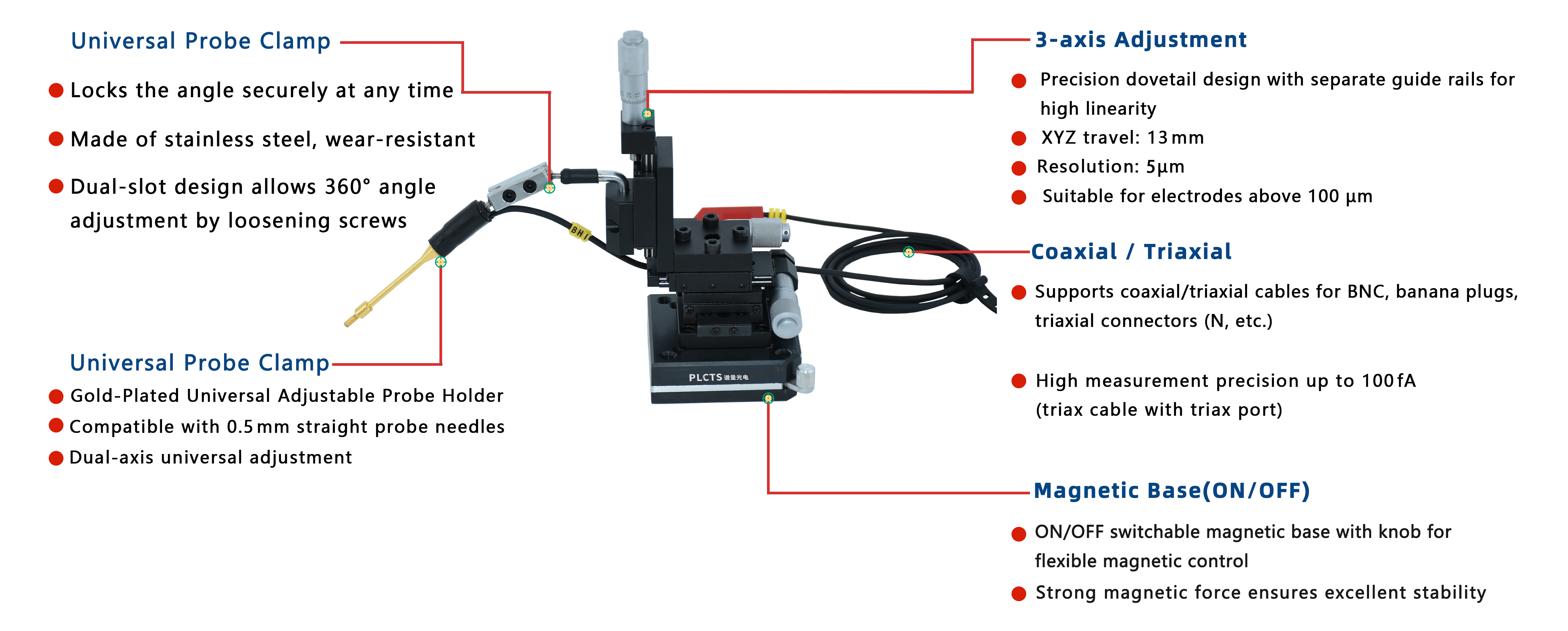 5 μm Universal-Angle Probe Holder | 360° Rotation & Arbitrary-Angle Tilt